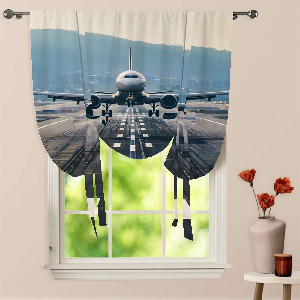 Airplane Takeoff Window Curtain for Living Room Roman Curtain Kitchen ...