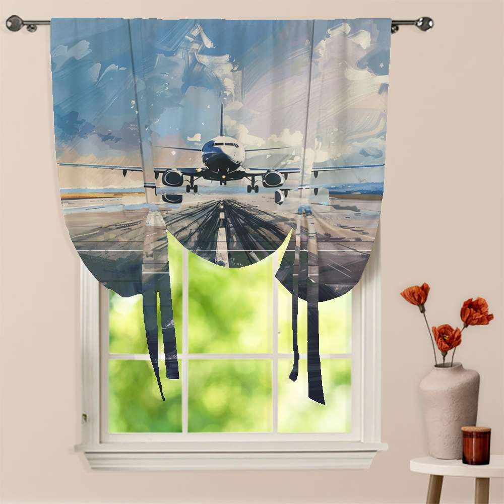 Airplane Takeoff Window Curtain for Living Room Roman Curtain Kitchen ...