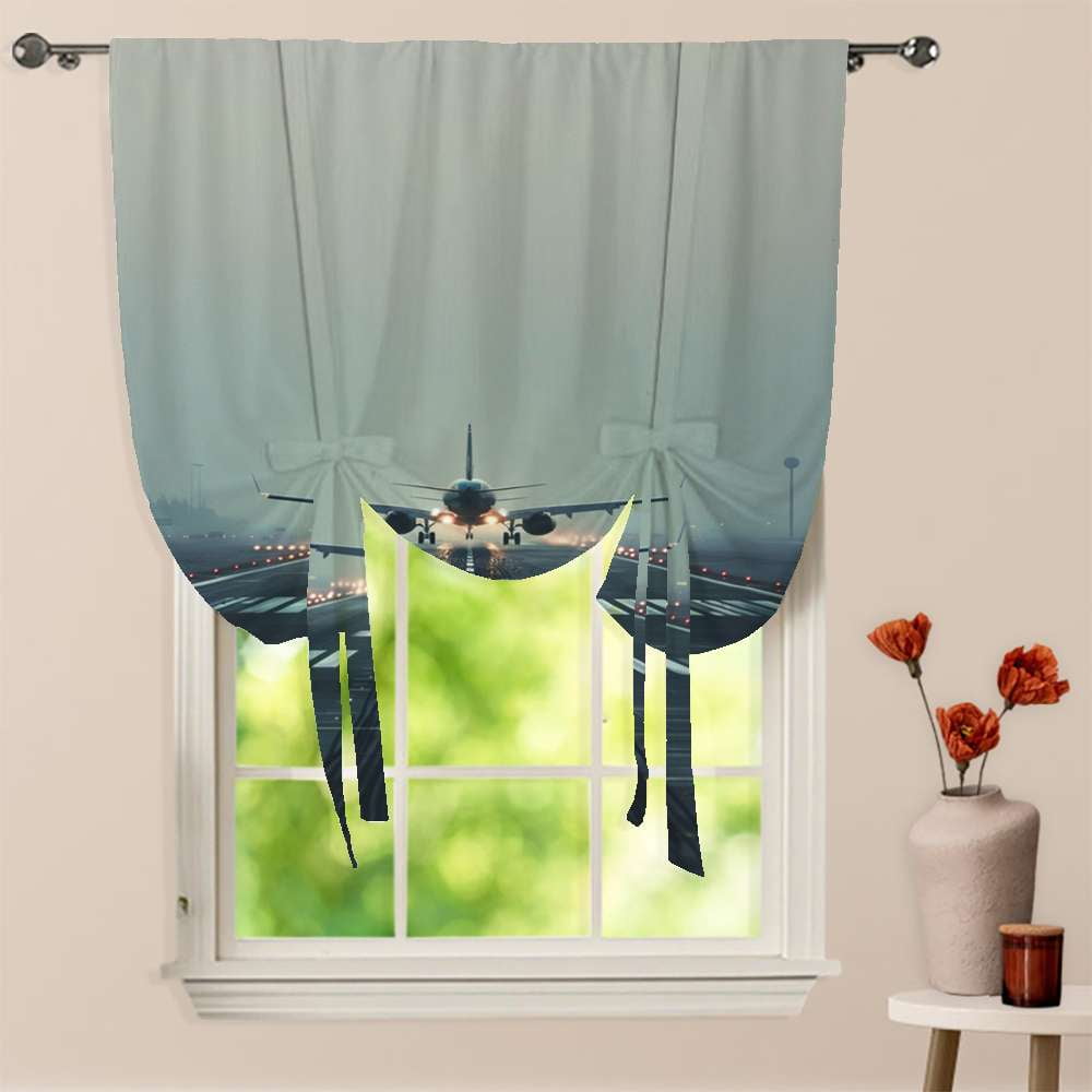 Airplane Takeoff Window Curtain for Living Room Roman Curtain Kitchen ...