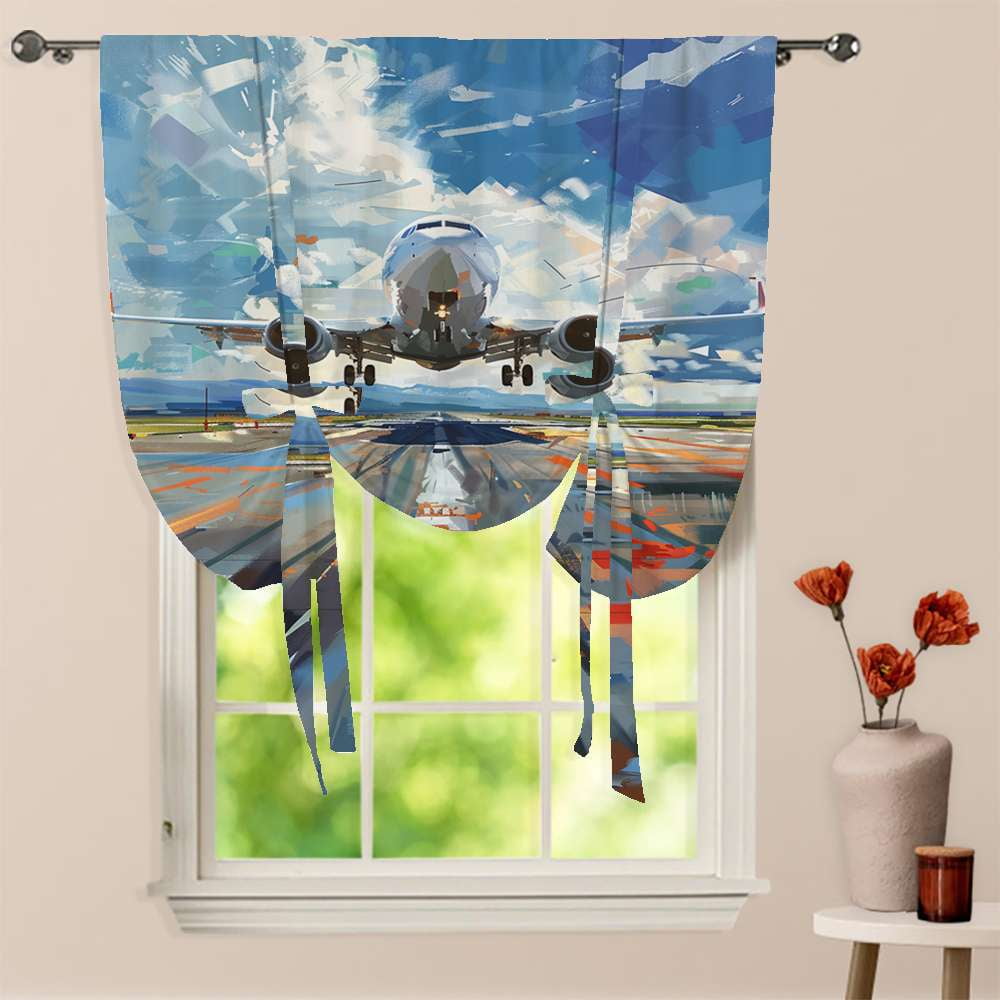 Airplane Takeoff Window Curtain for Living Room Roman Curtain Kitchen ...
