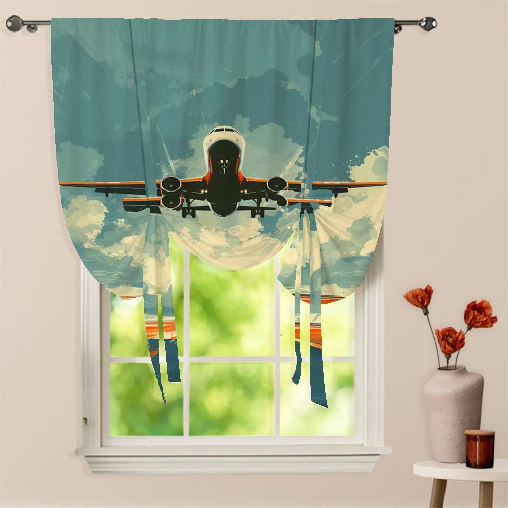 Airplane Takeoff Window Curtain for Living Room Roman Curtain Kitchen ...