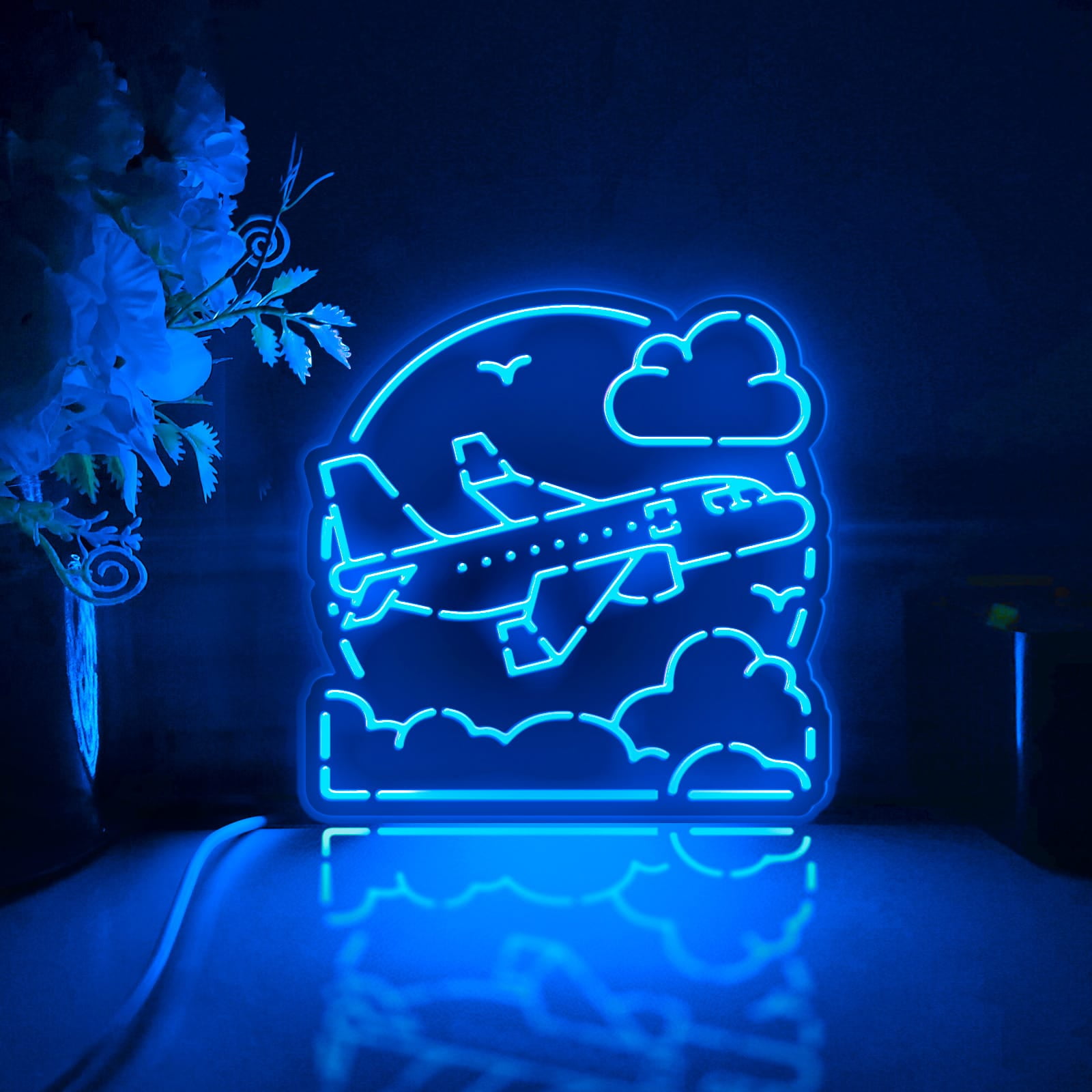 Airplane Taking Off Led Light Box, Dimmable Neon-Like Light Signs USB ...