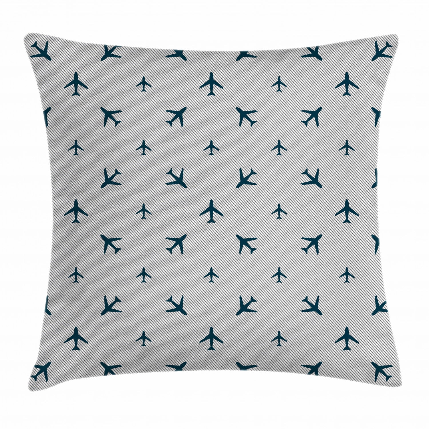 Airplane Throw Pillow Cushion Cover, Diagonal Stripes with Blue Travel ...