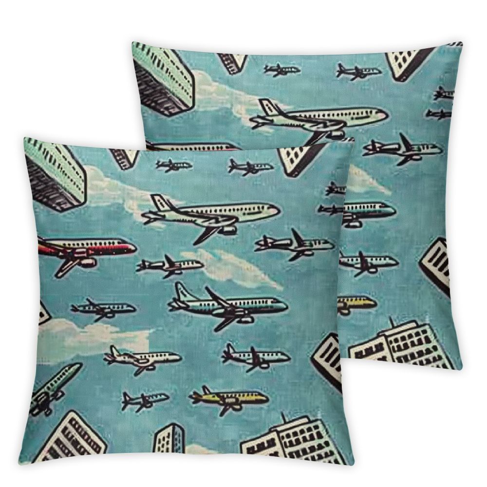 Airplane Throw Pillow Cushion Cover, Plane Flying in the Air Inspired ...