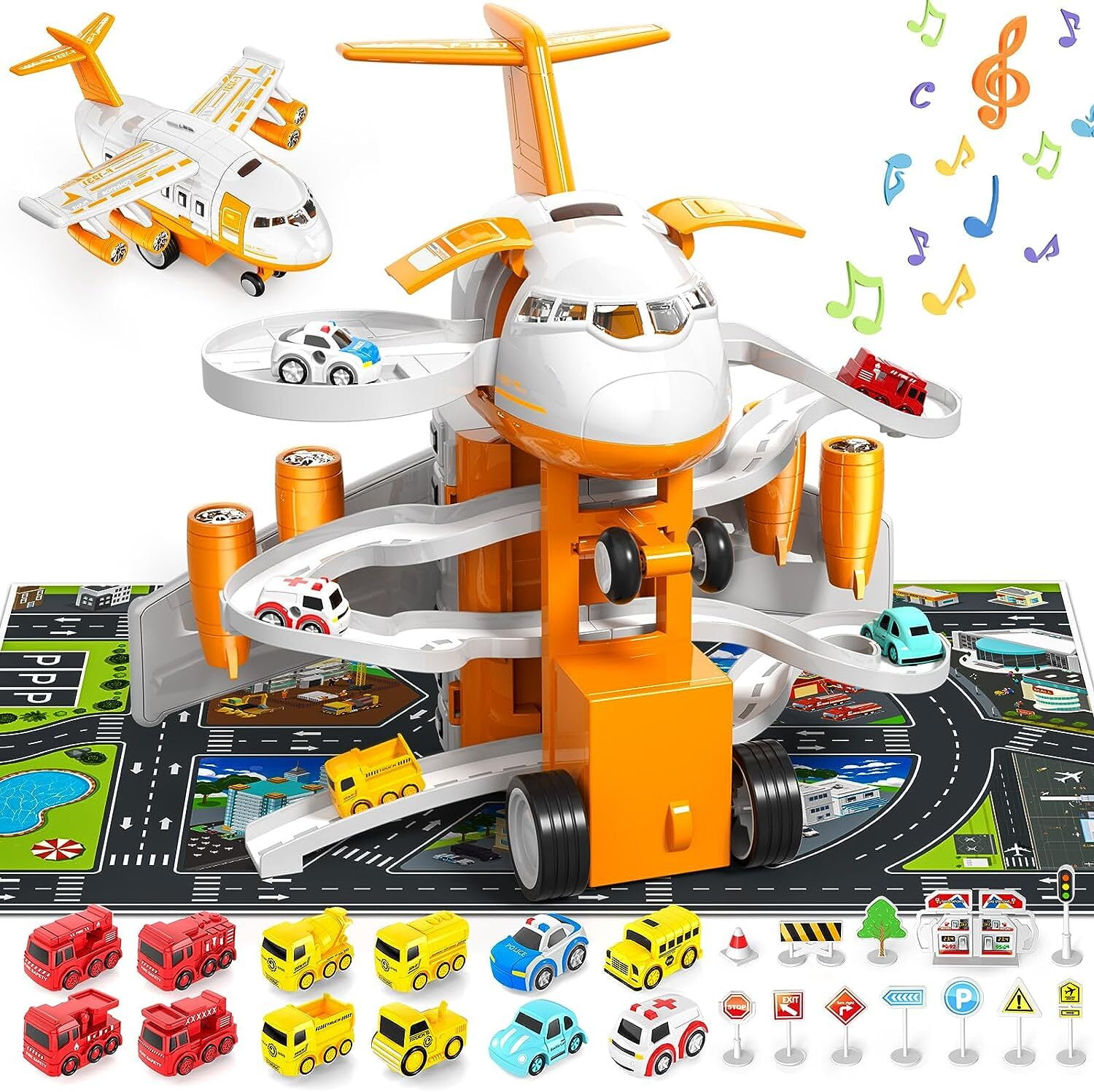 Airplane Toy,Transport Cargo Airplane Toys Music and Airplane Car Toy ...