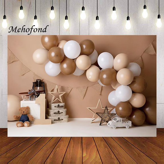 Airplane Travel Balloons Bear Boy 1st Birthday Party Cake Smash ration ...