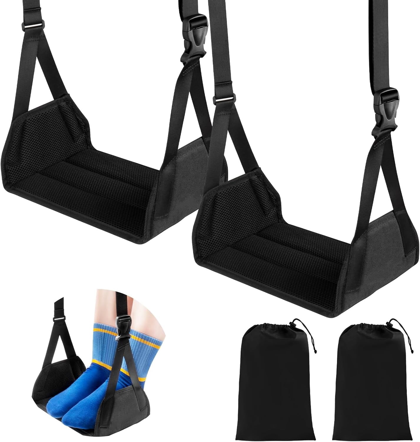 Airplane Travel Foot Hammock, No Collapse Foot Rest for Plane Travel ...