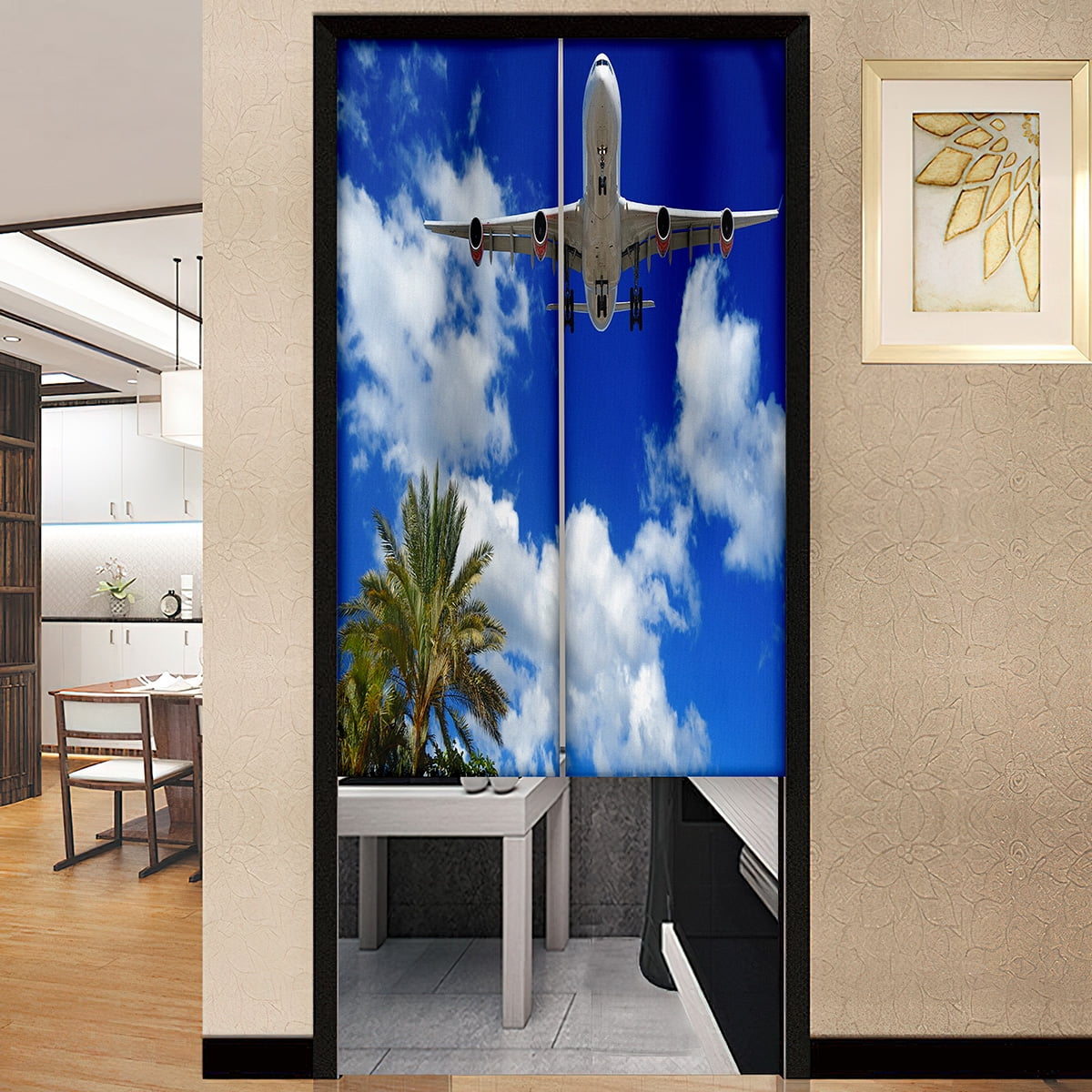 Airplane Trees Print Door Curtain Passenger Airplanes Sky Partition ...