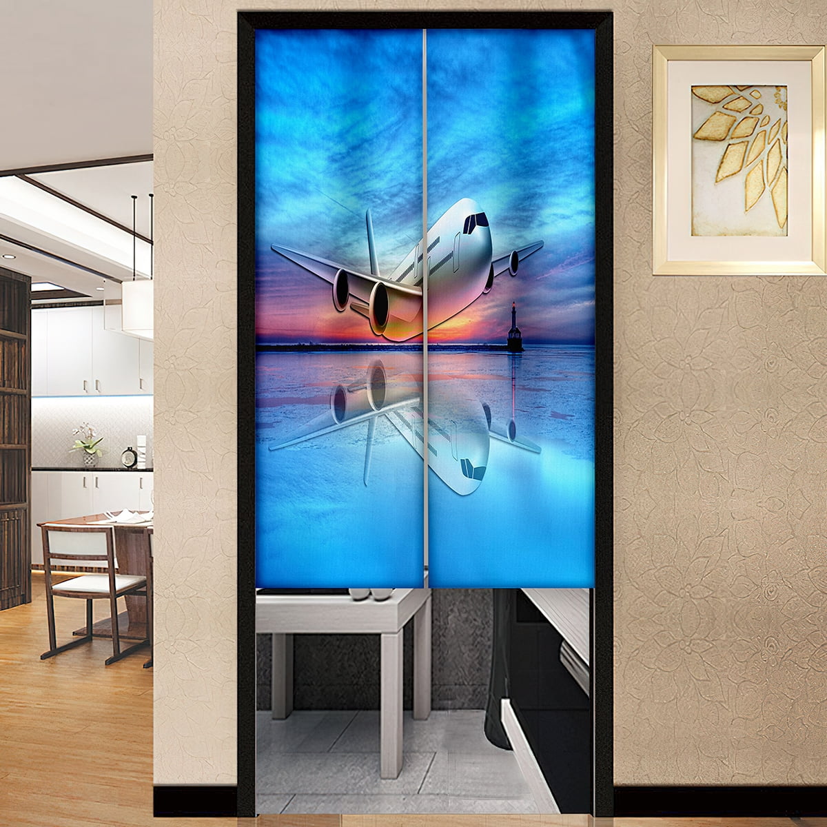 Airplane Trees Print Door Curtain Passenger Airplanes Sky Partition ...