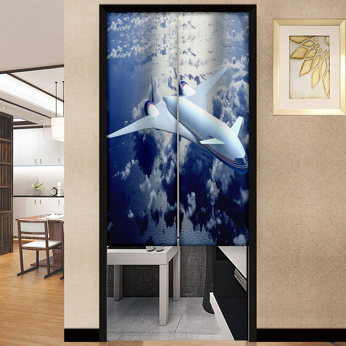 Airplane Trees Print Door Curtain Passenger Airplanes Sky Partition ...