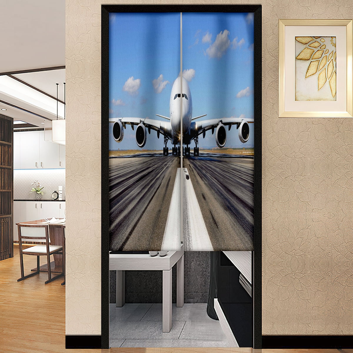 Airplane Trees Print Door Curtain Passenger Airplanes Sky Partition ...