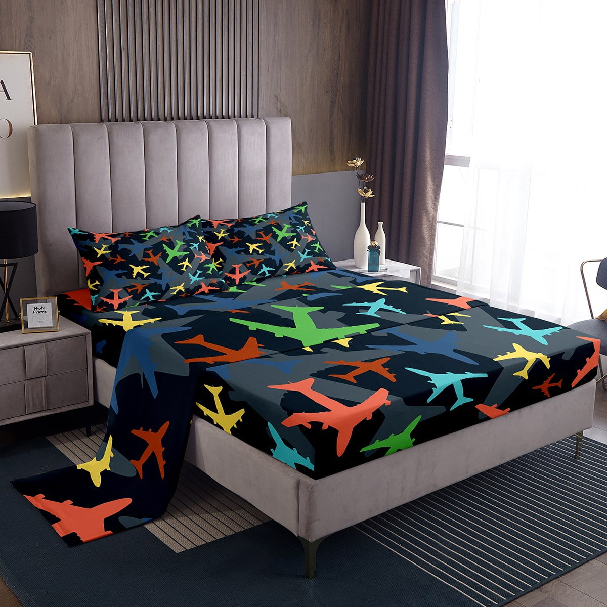 Airplane Twin Size Bed Sheets Set Colorful Airplanes Print Sheet Set ...