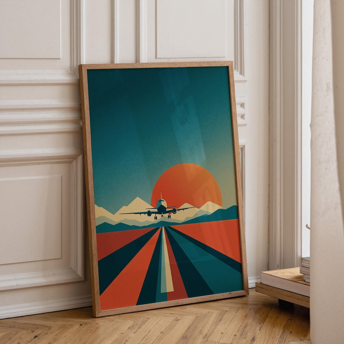 Airplane Vintage Aviation Modern Aircraft Pilot Runway Decor, Unframed ...