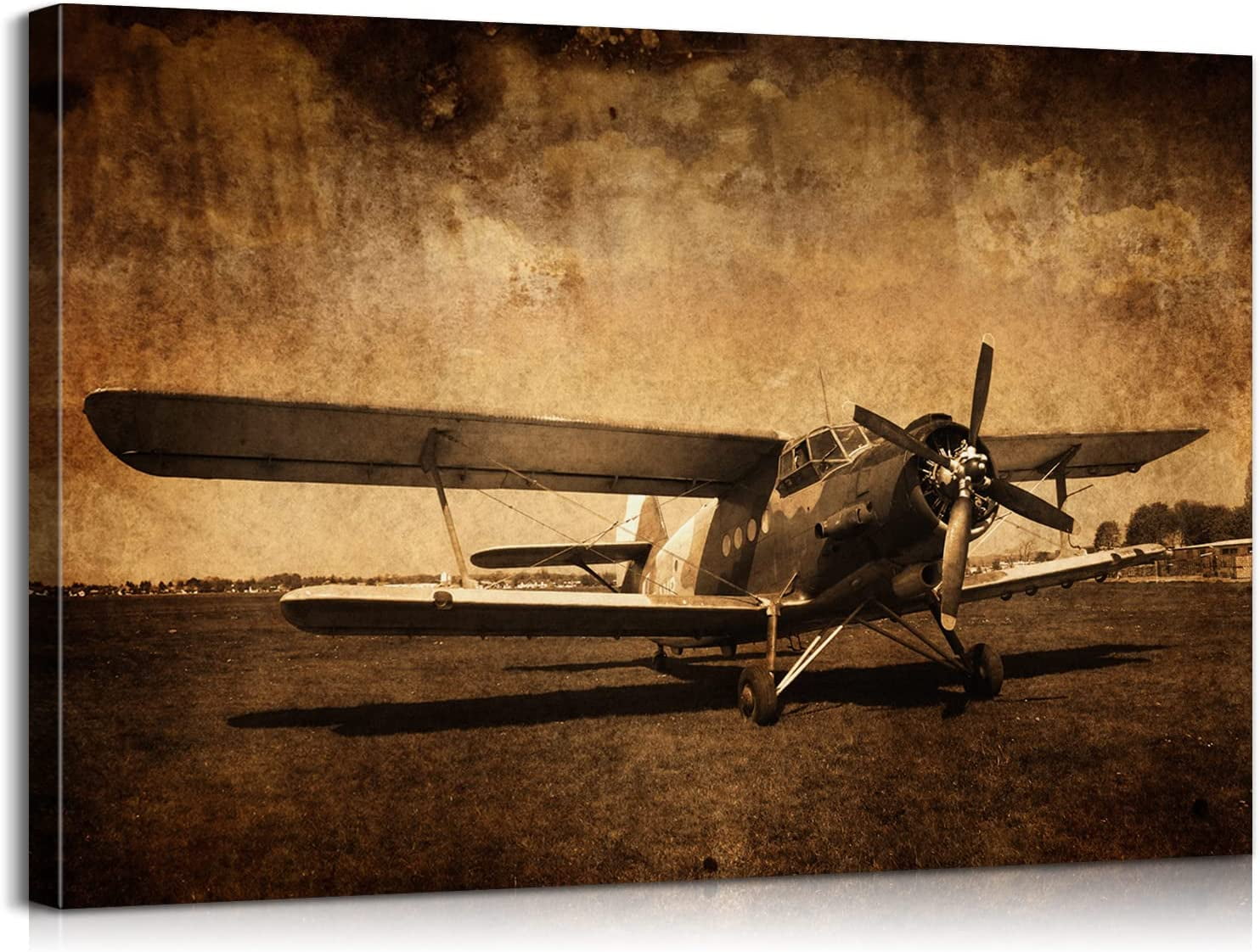 Airplane Wall Art Elderly Airplane Canvas Wall Art Vintage Fighter ...