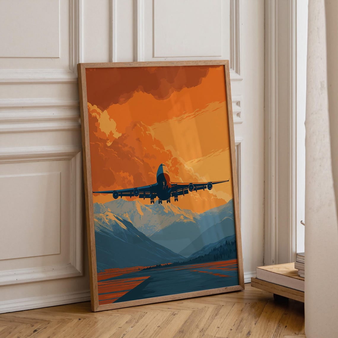 Airplane Wall Art Vintage Aviation Poster Modern Aircraft Pilot Runway ...