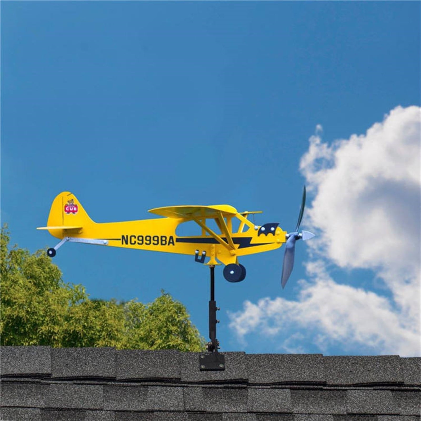 Airplane Weather Vane, Yellow Unique Metal Wind Sculpture for Yard ...