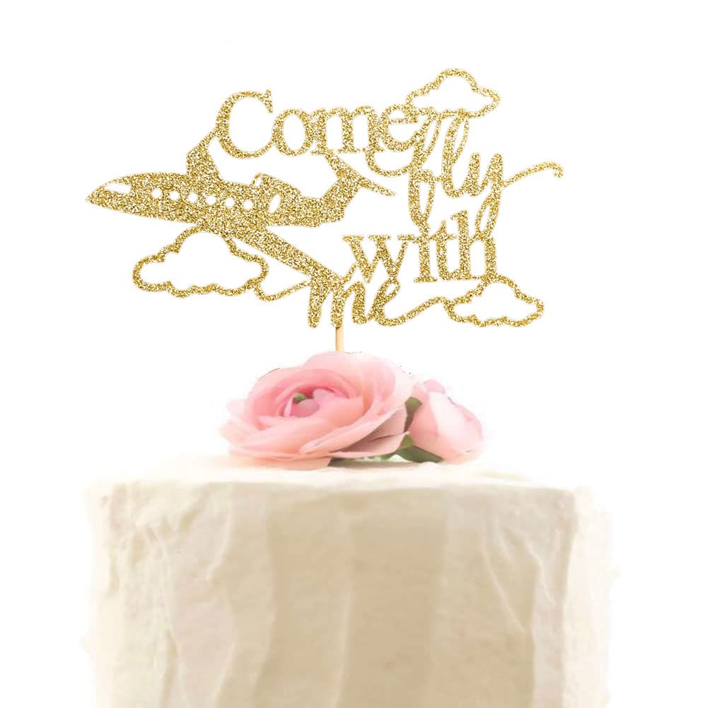 Airplane Wedding Cake Topper, Come Fly ITL1 with Me Cake Toppers, Jet ...