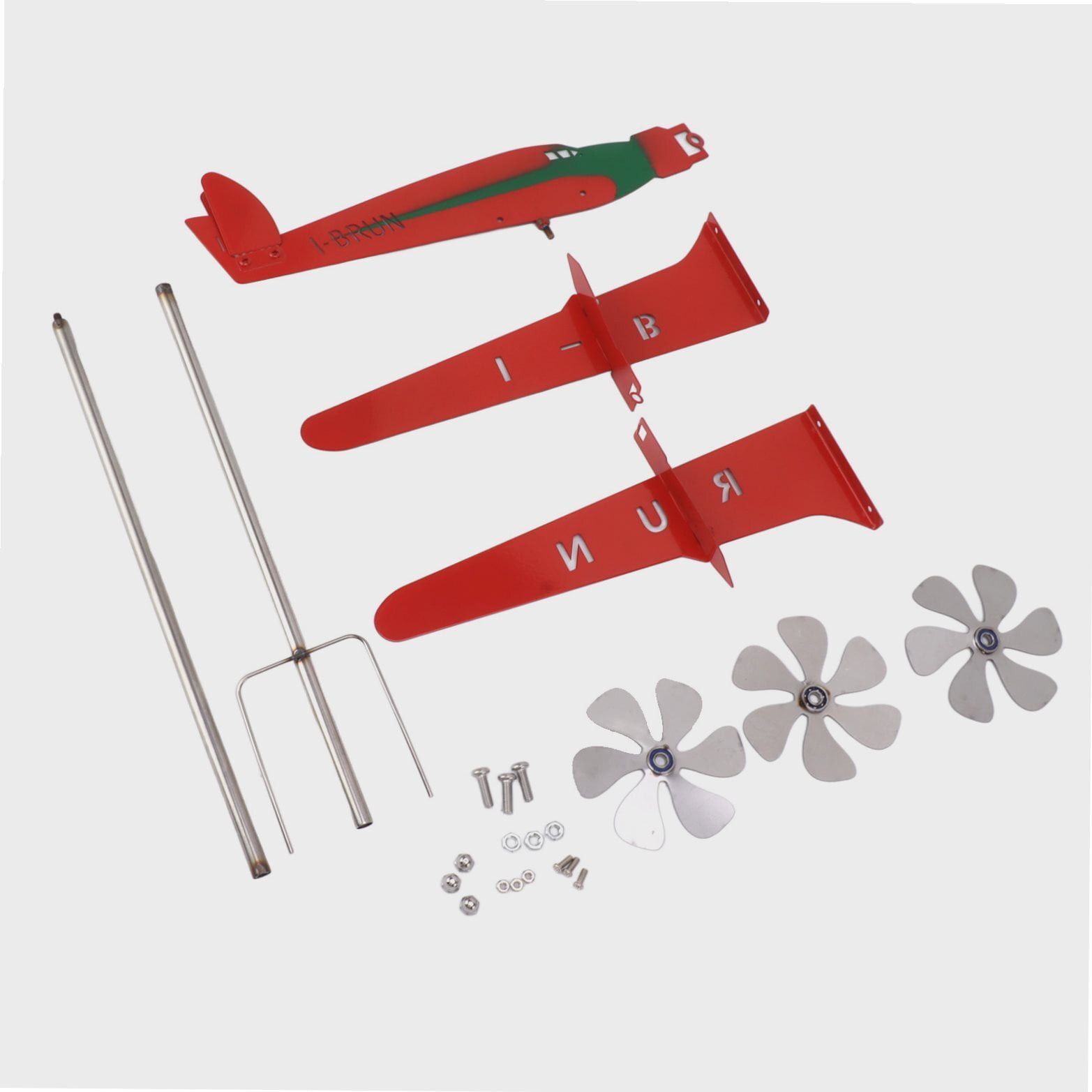 Airplane Wind Spinner, 3D Red Metal Aircraft Modeling Windmill, Garden ...