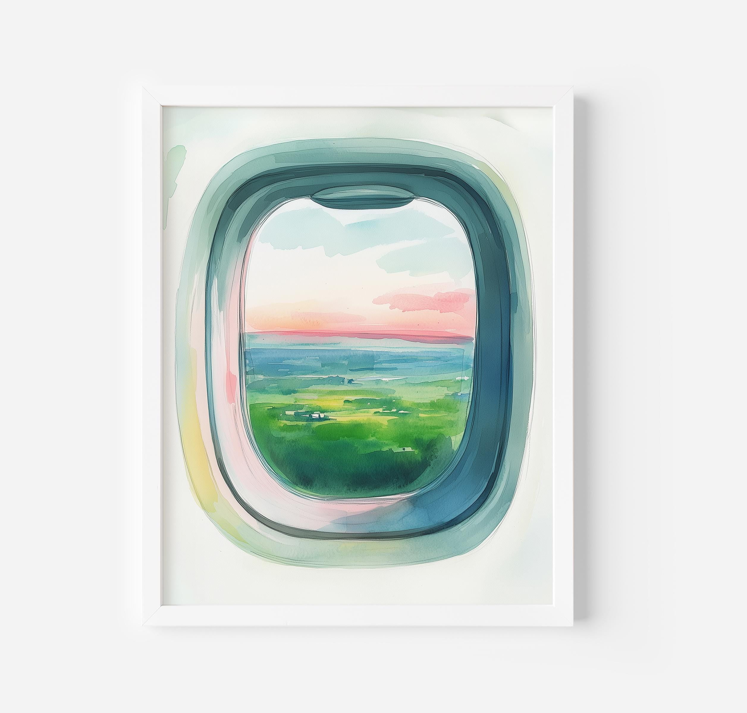 Airplane Window View Poster Retro Travel Poster Warm Present Vintage ...
