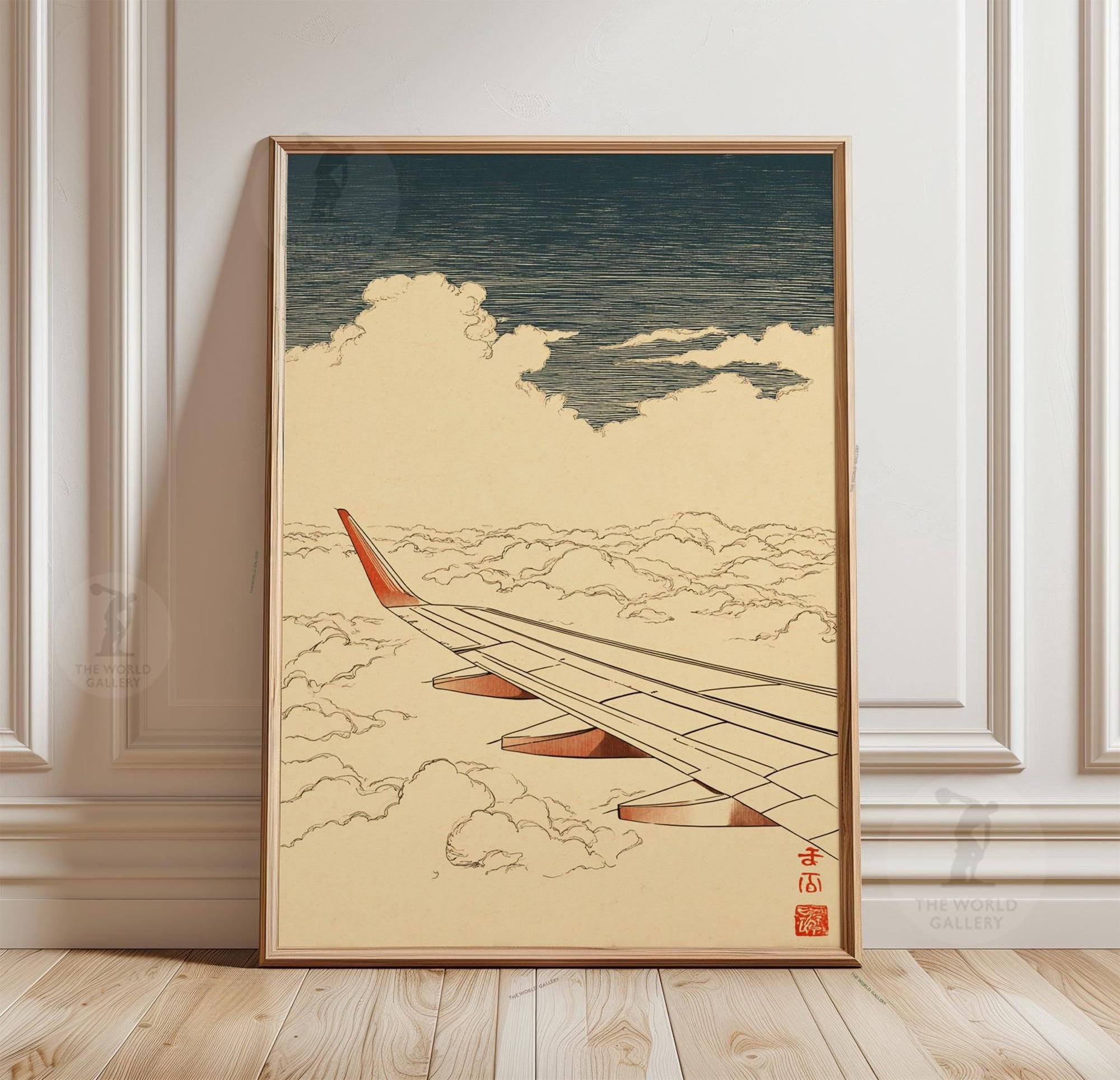 Airplane Wing Cloud Sky Art Print Minimal Aviation Window View Poster ...