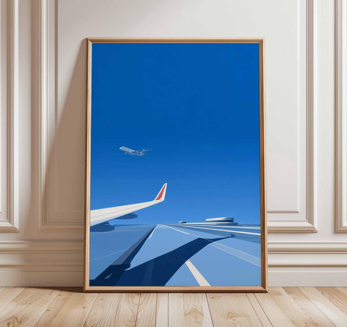 Airplane Wing View Poster Aviation Art Modern Travel Home Decor Art ...