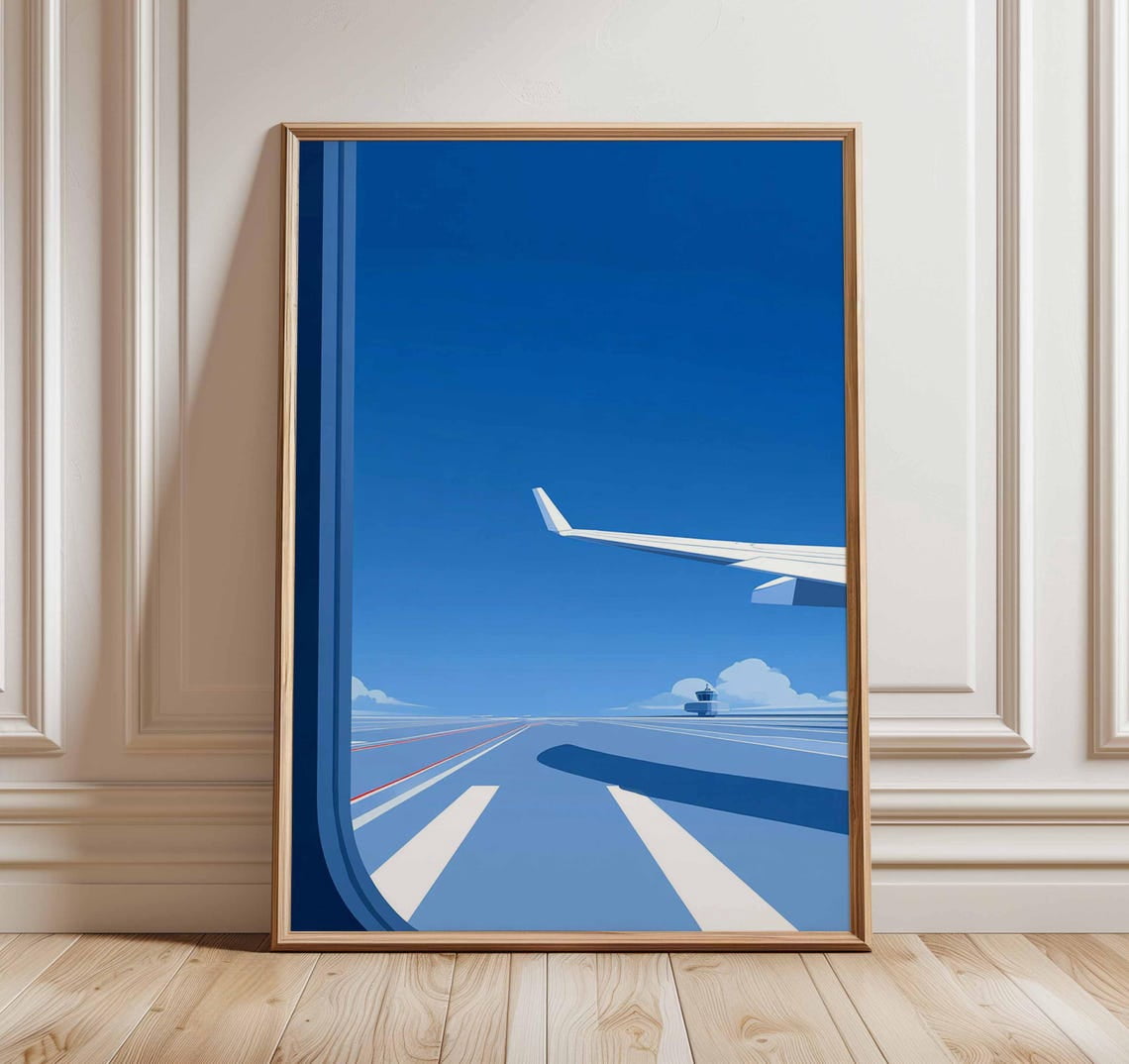 Airplane Wing View Poster Modern Aviation Wall Art Flight Decor Art ...