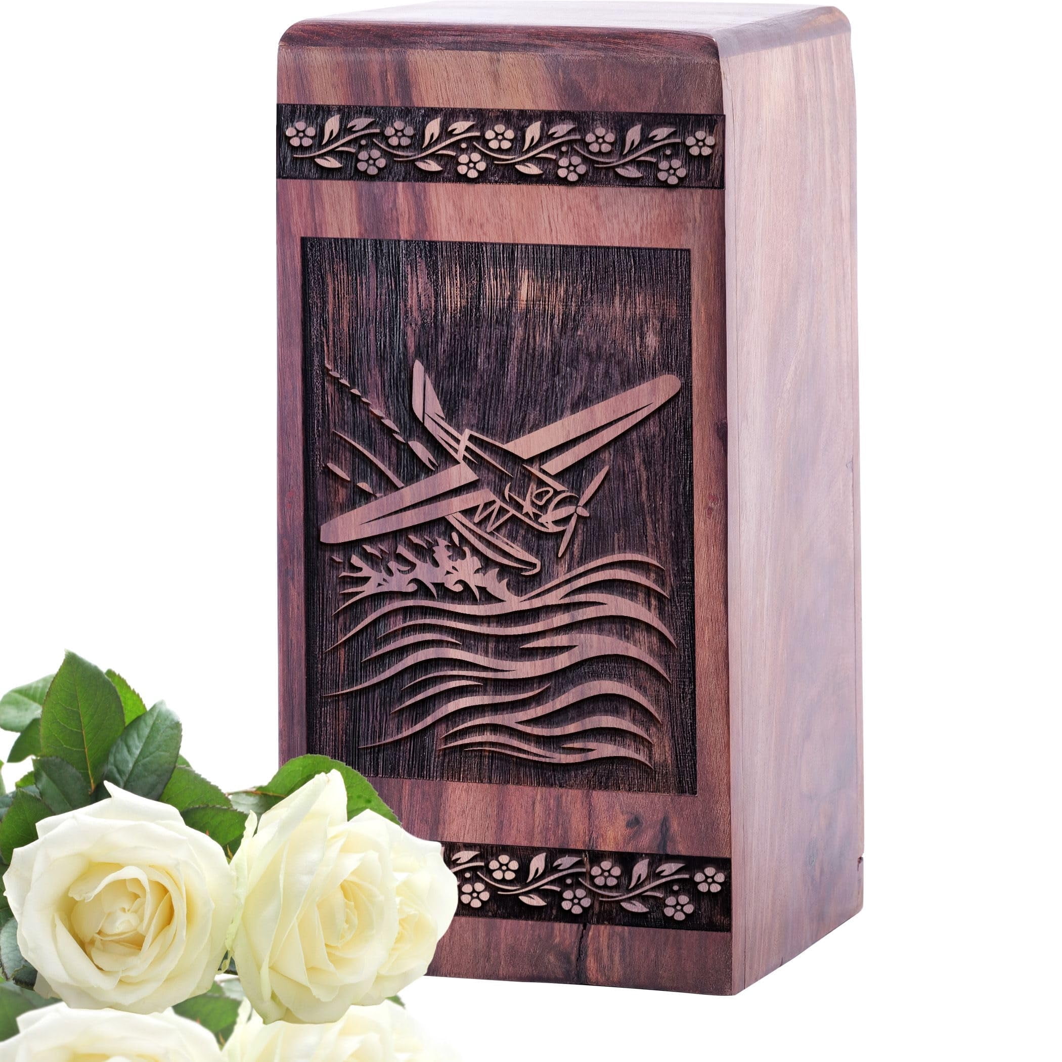 Airplane Wood Burial Canister, Timeless Memorial Box, Elegant Ashes ...