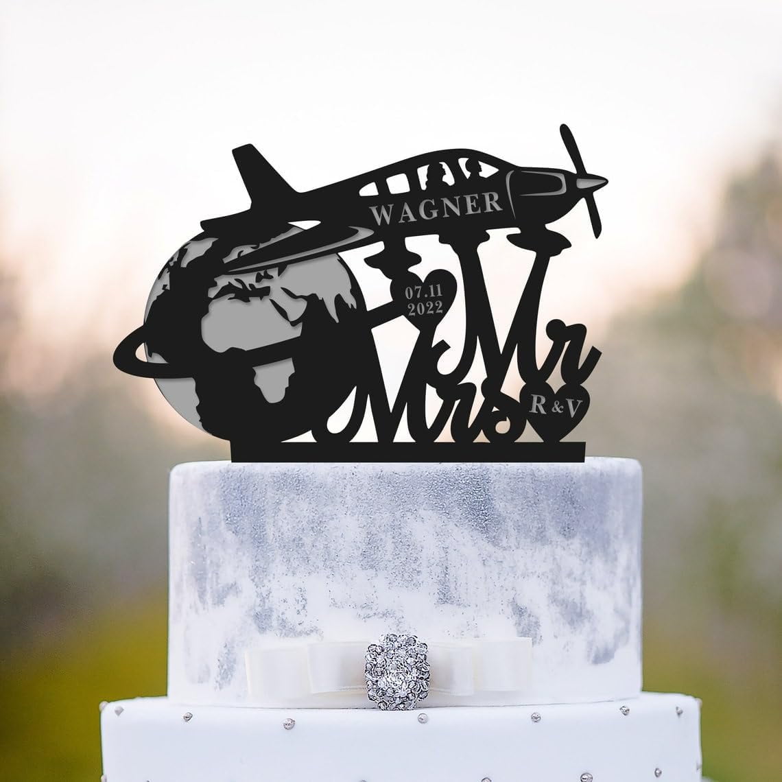 Airplane travel themed wedding cake topper,around the world wedding ...