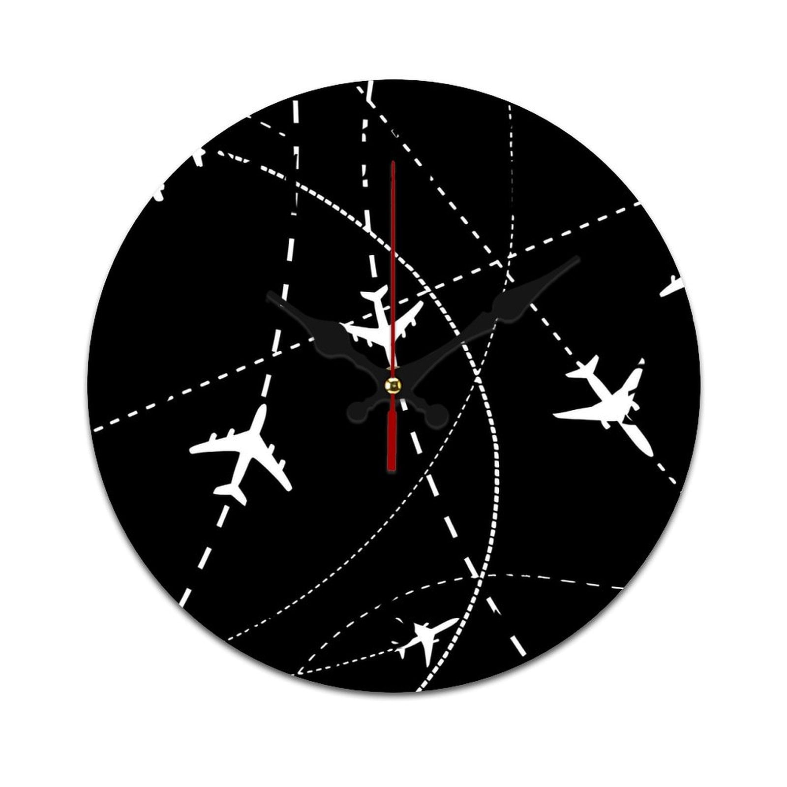Airplanes Background with Trajectory Wall Clock Modern Design Clocks ...