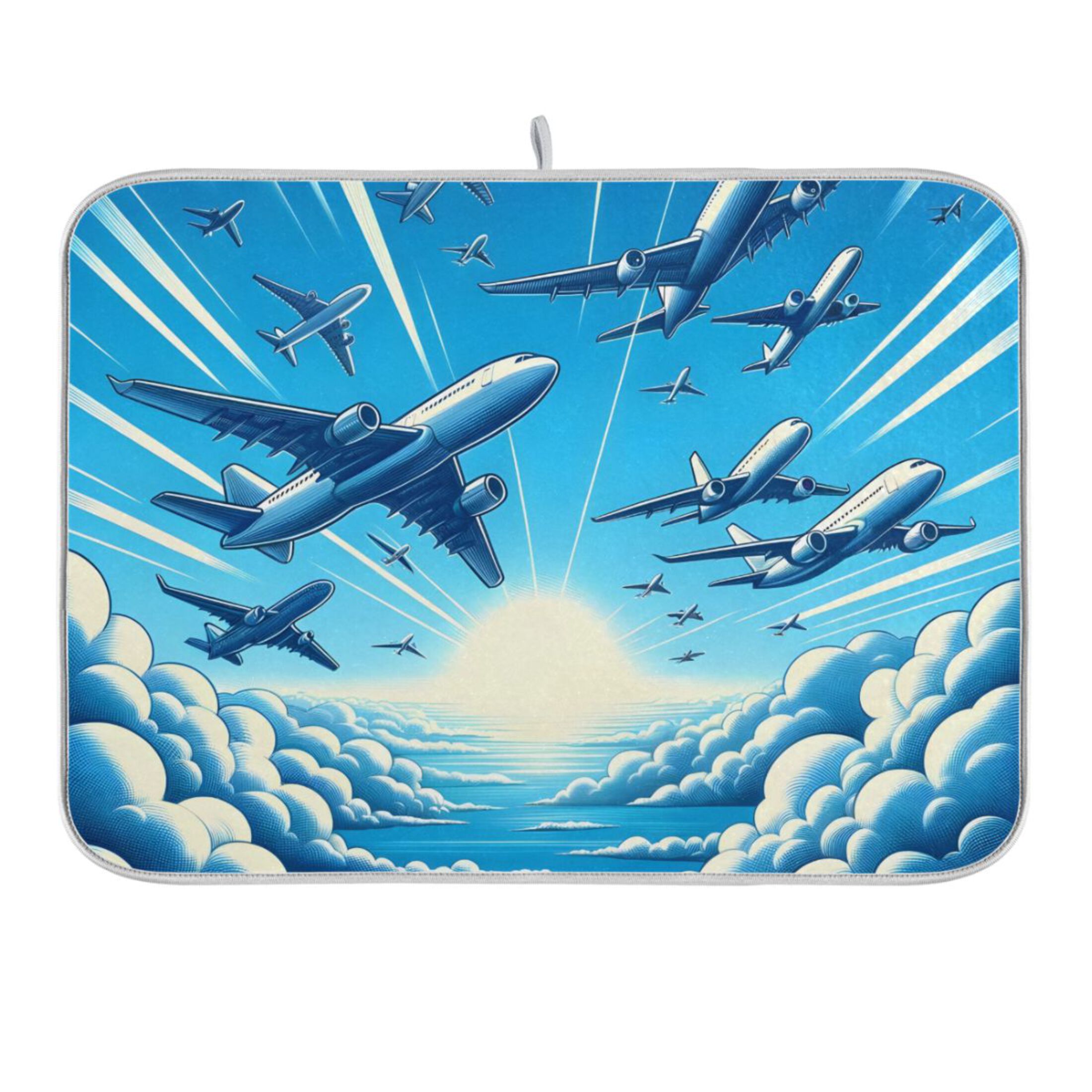 Airplanes Flying in Sky Dish Drying Mat for Kitchen Counter 16x18 In ...