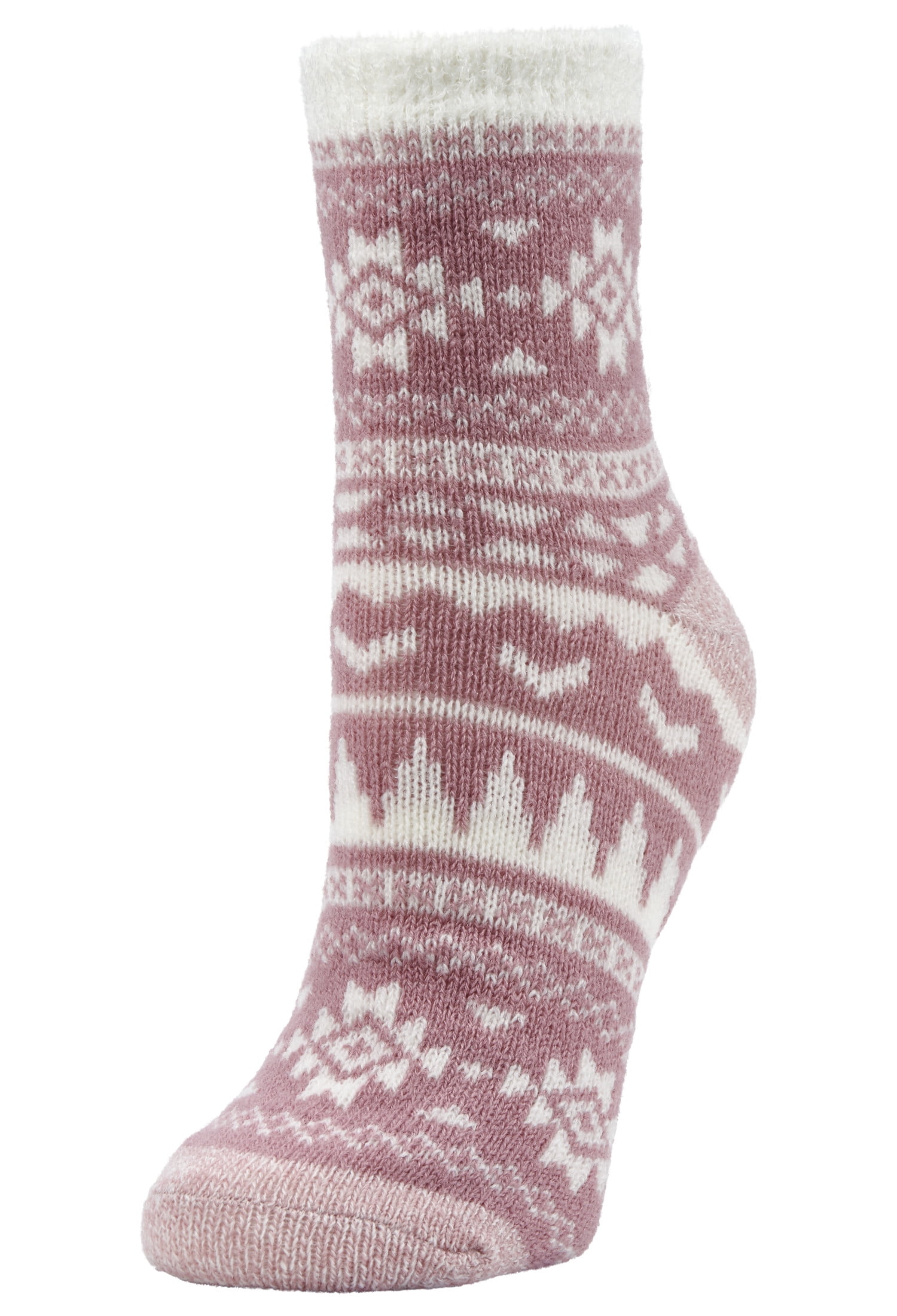 Airplus Double Layer Aloe Lilac Fair Isle Crew Socks, Women's 5-10, 1 ...