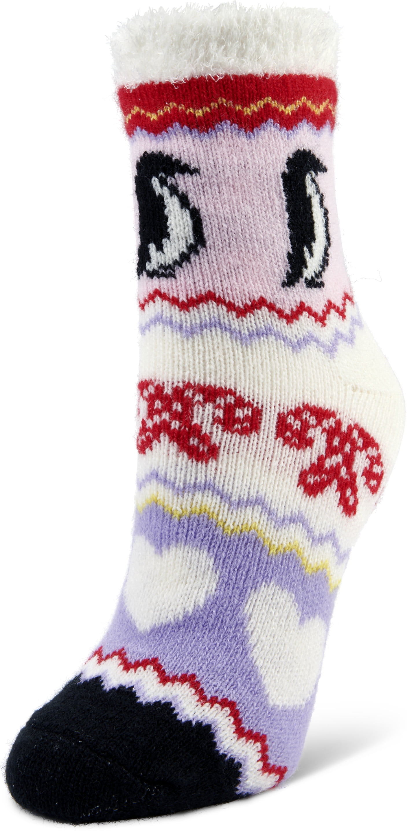Airplus Airplus Double Layer Crew Sock, White/Pink/ Violet Penguin Fair ...