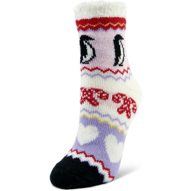 Airplus Airplus Double Layer Crew Sock, White/Pink/ Violet Penguin Fair ...