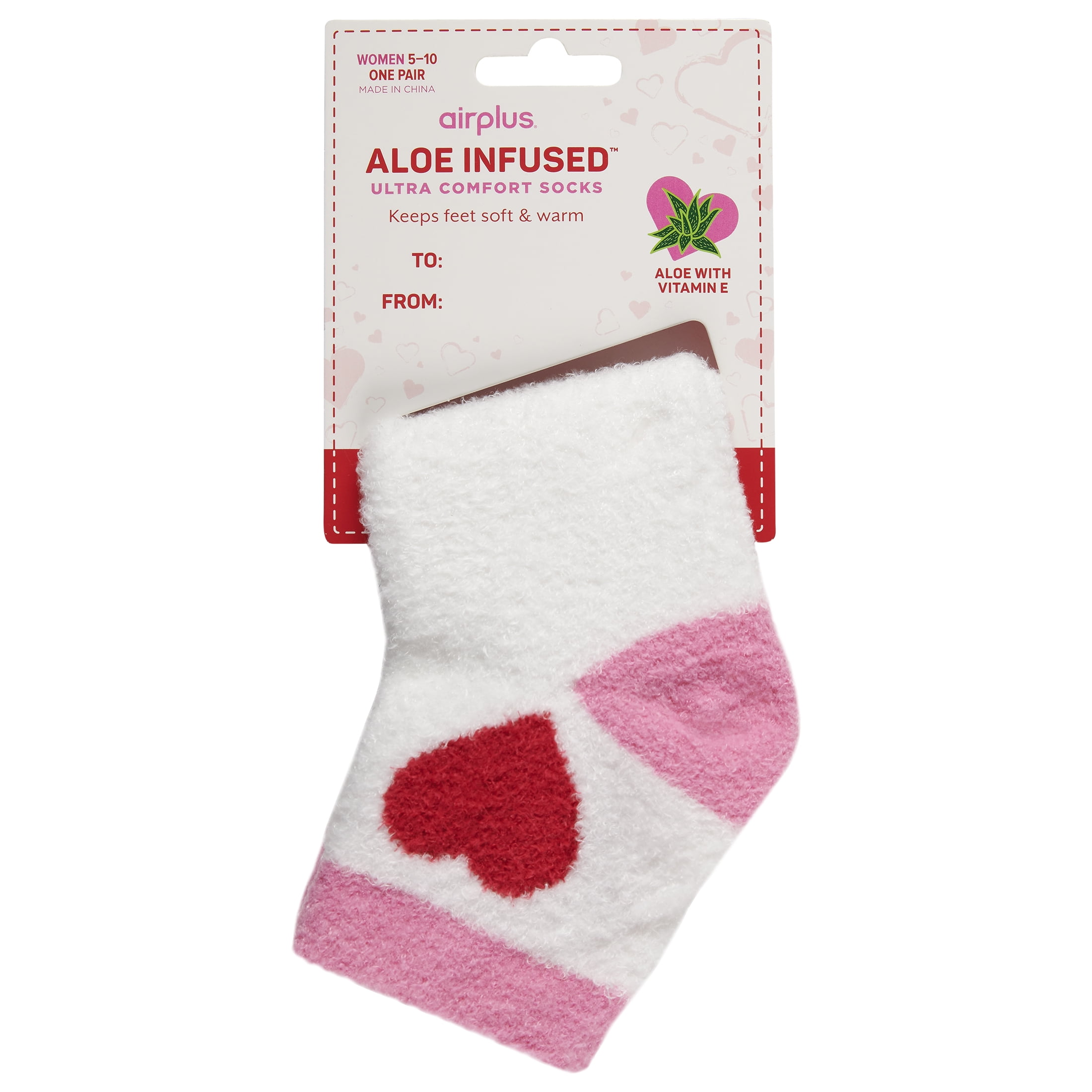 Airplus Aloe Infused Quarter Socks, Big Red Heart, Women's Medium Fits Size 5-10 - Walmart.com