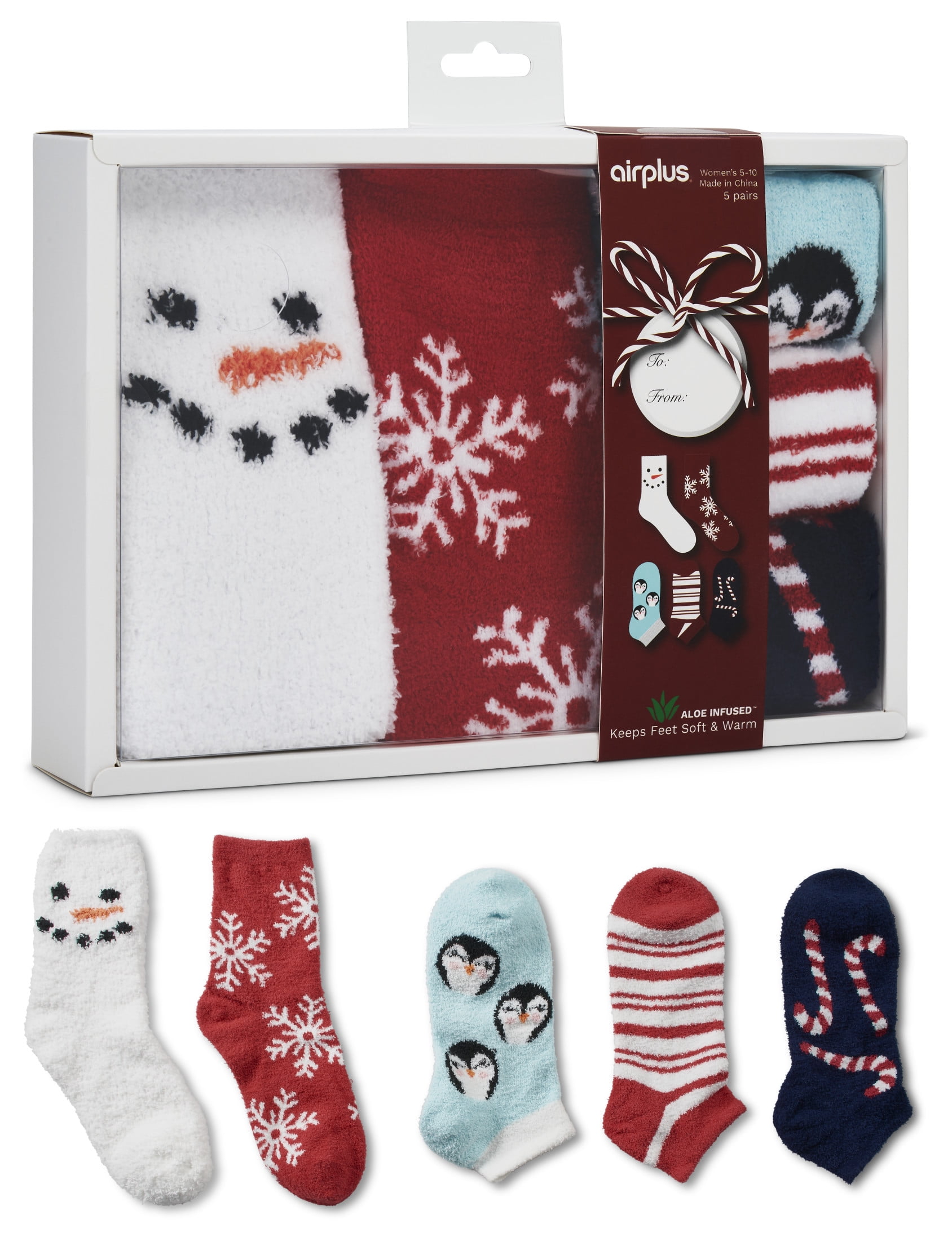 Airplus Aloe Infused Spa Low Cut and Crew Socks, Snow Cool Gift box ...