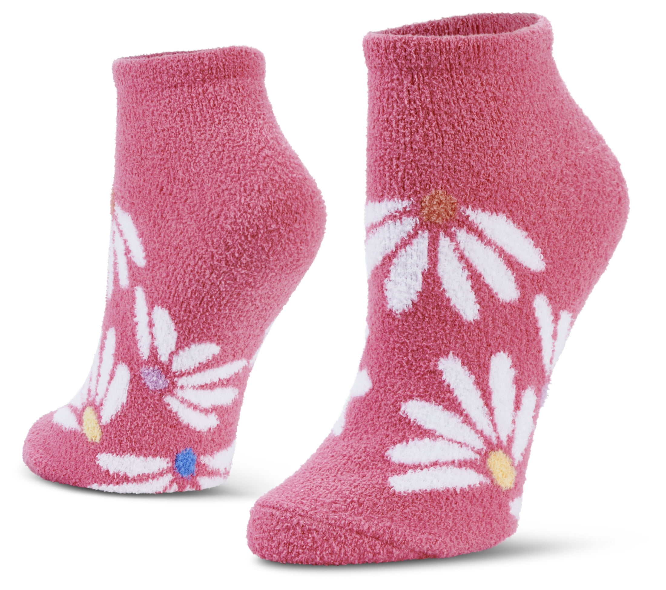 Airplus Aloe Quarter Sock Pink Daisies Women's 5-10 - Walmart.com