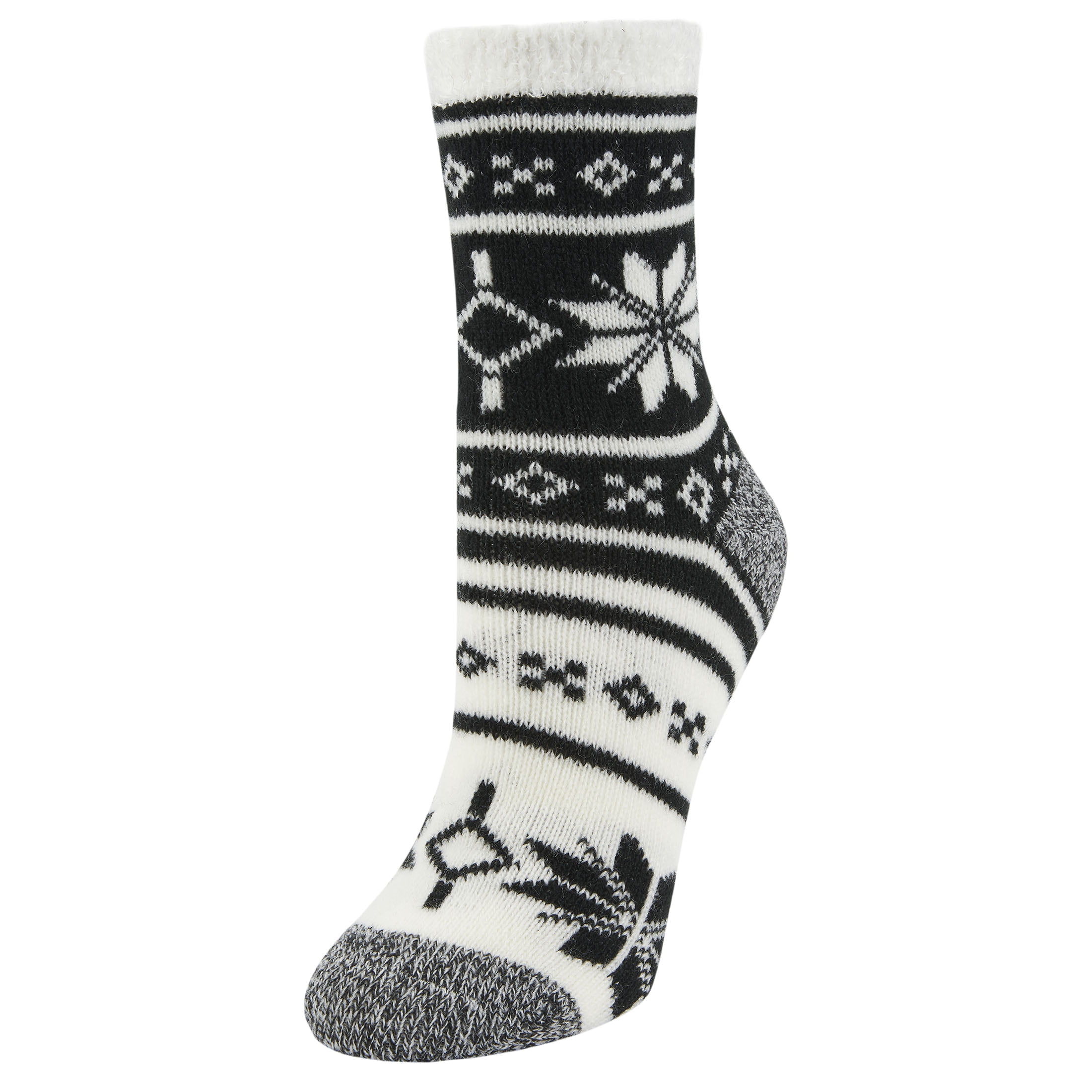 Airplus Women's Medium Black Snowflake Crew Socks Aloe Softness ...