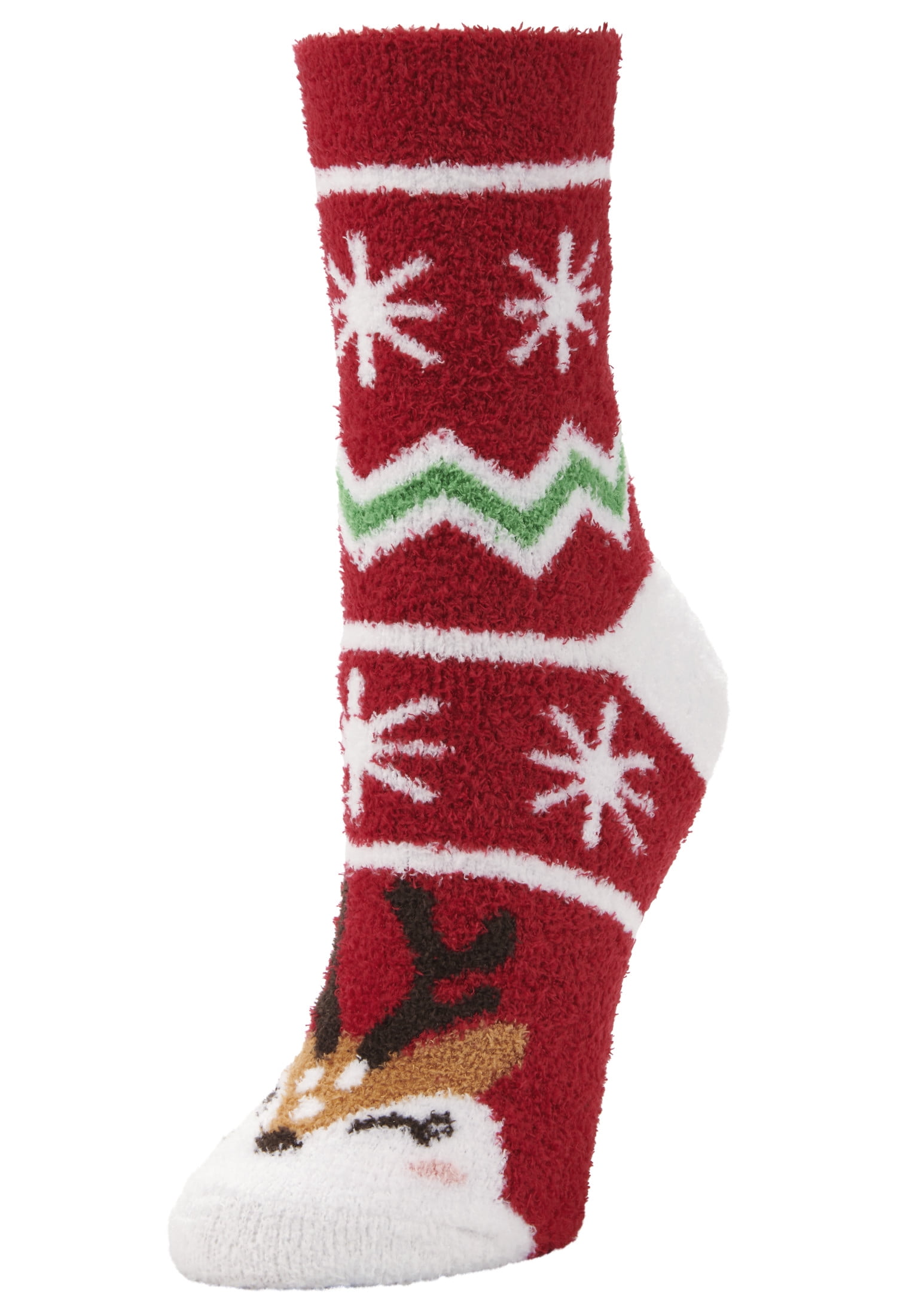 Airplus Holiday Toe Reindeer Cozy Crew Socks, Women's 5-10, 1 Pair ...