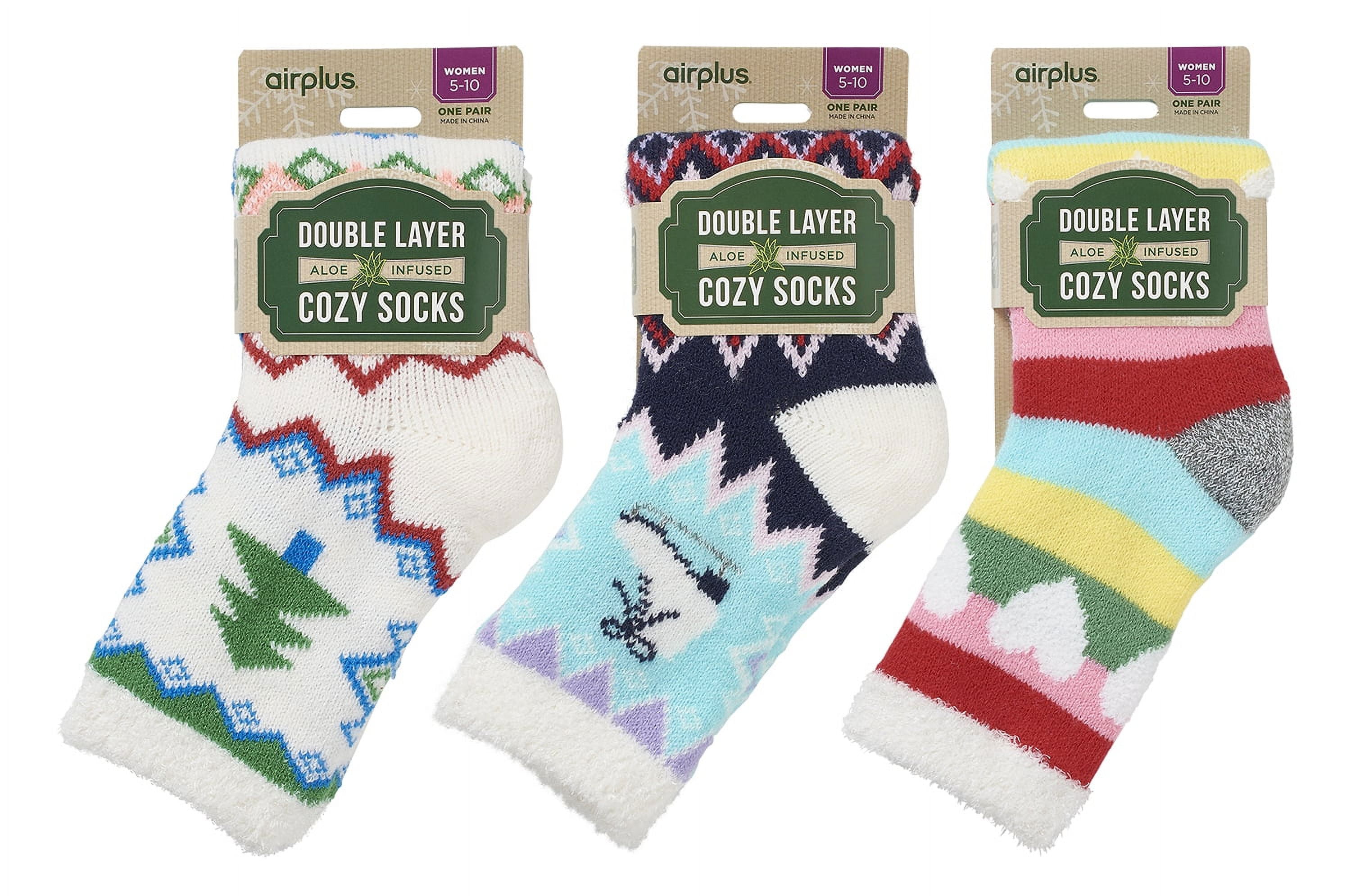 Airplus 3 Pack Dual Layer Cozy Cabin Socks Women 5-10 - Walmart.com