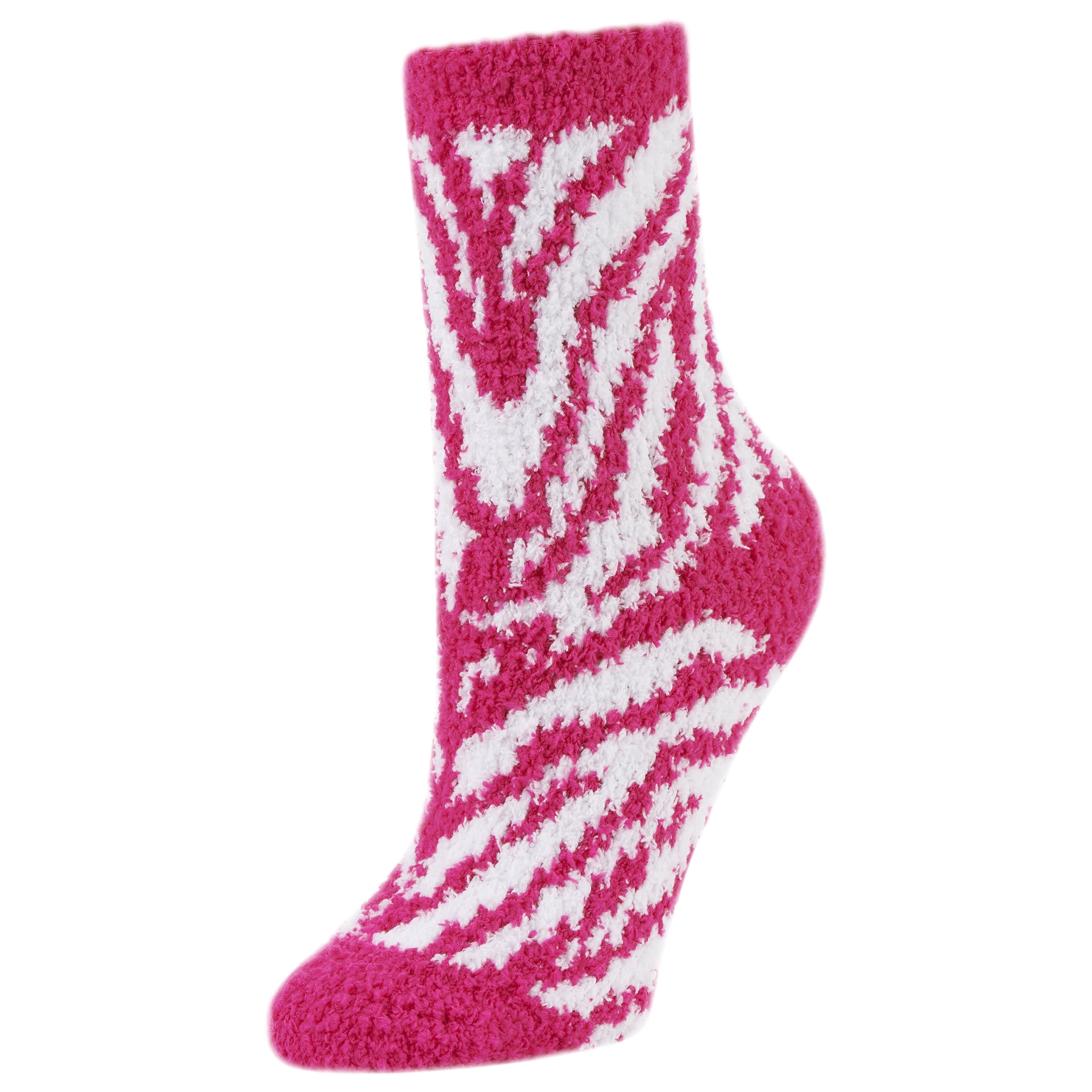 Airplus Aloe Infused Spa Crew Socks Pink Zebra Women's Medium Cozy ...