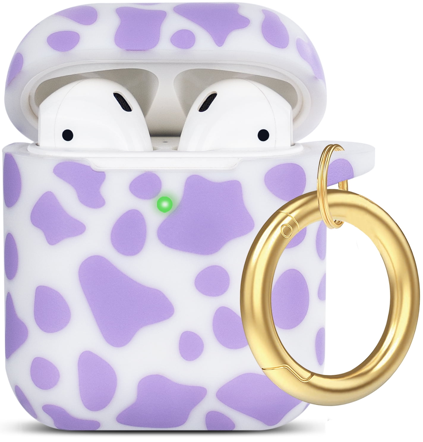 YOMPLOW Apple Cow Print Wireless Charging Earbud Case with Carabiner ...