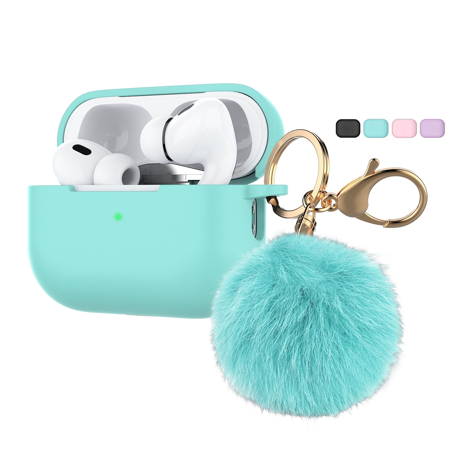 EBIZCITY AirPods Pro 2nd Gen Case, Silicone Cover with Keychain, Fur ...