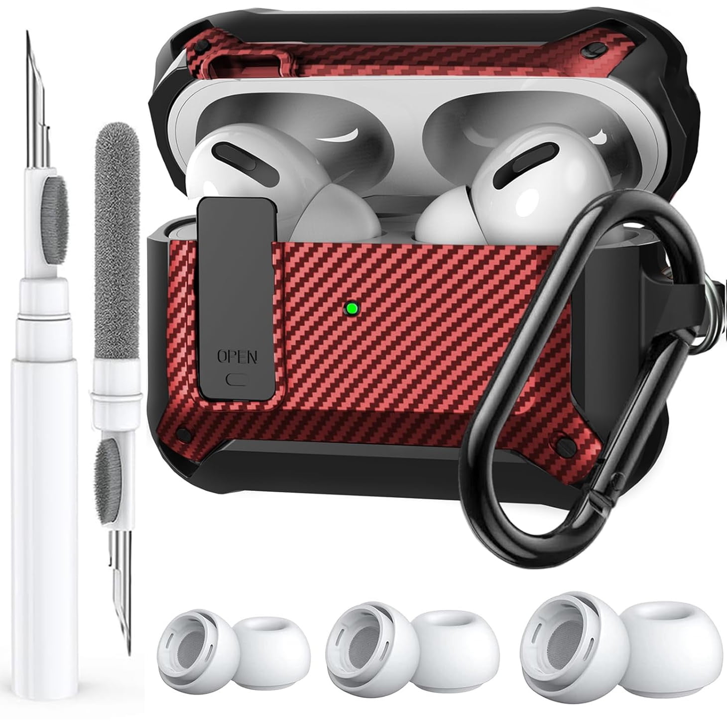Airpods Pro 2/Pro Case Lock with Cleaner kit&Replacement Ear Tips(S/M/L ...