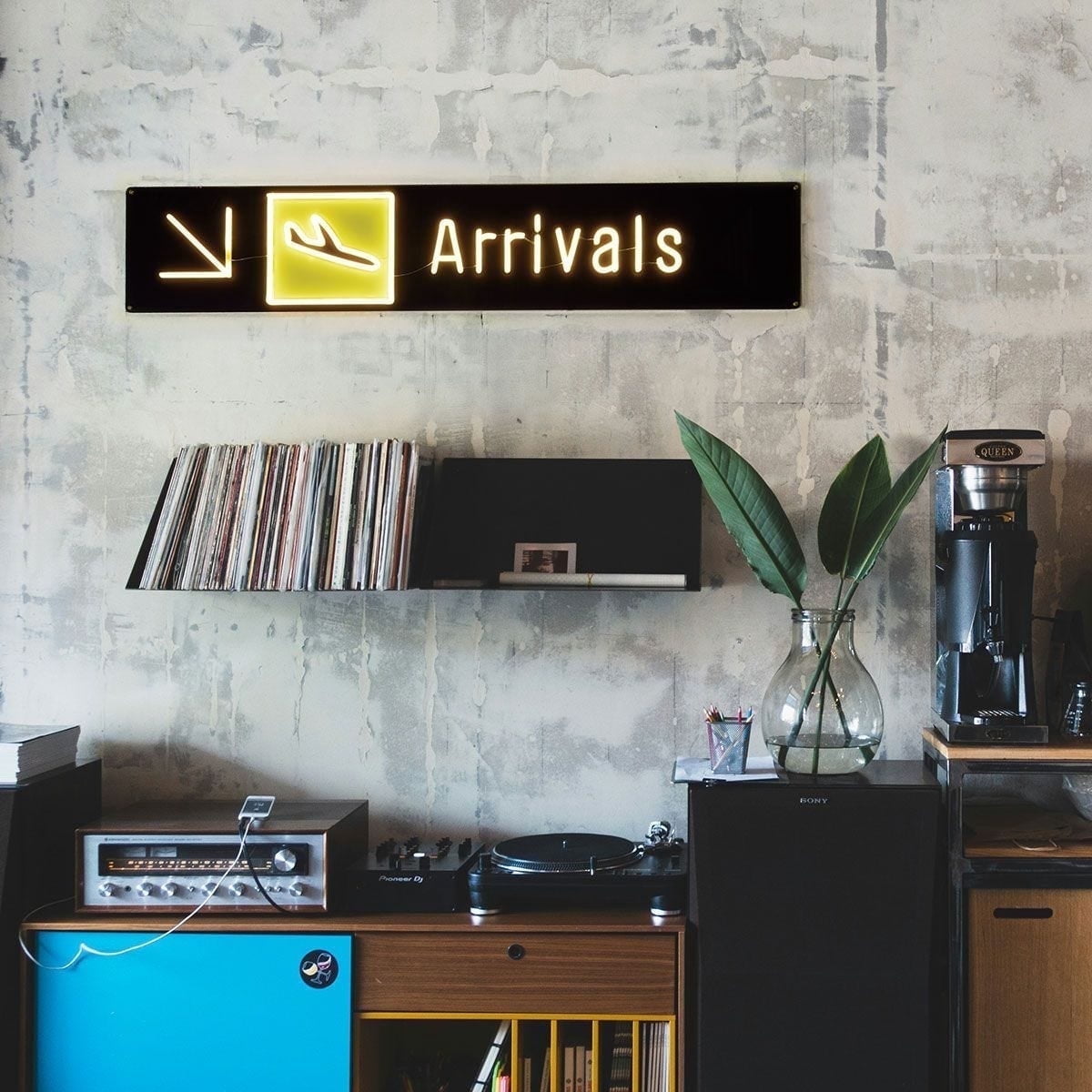 Sporty's Aviation Gifts Airport Arrivals Yellow LED Wall Art Sign ...