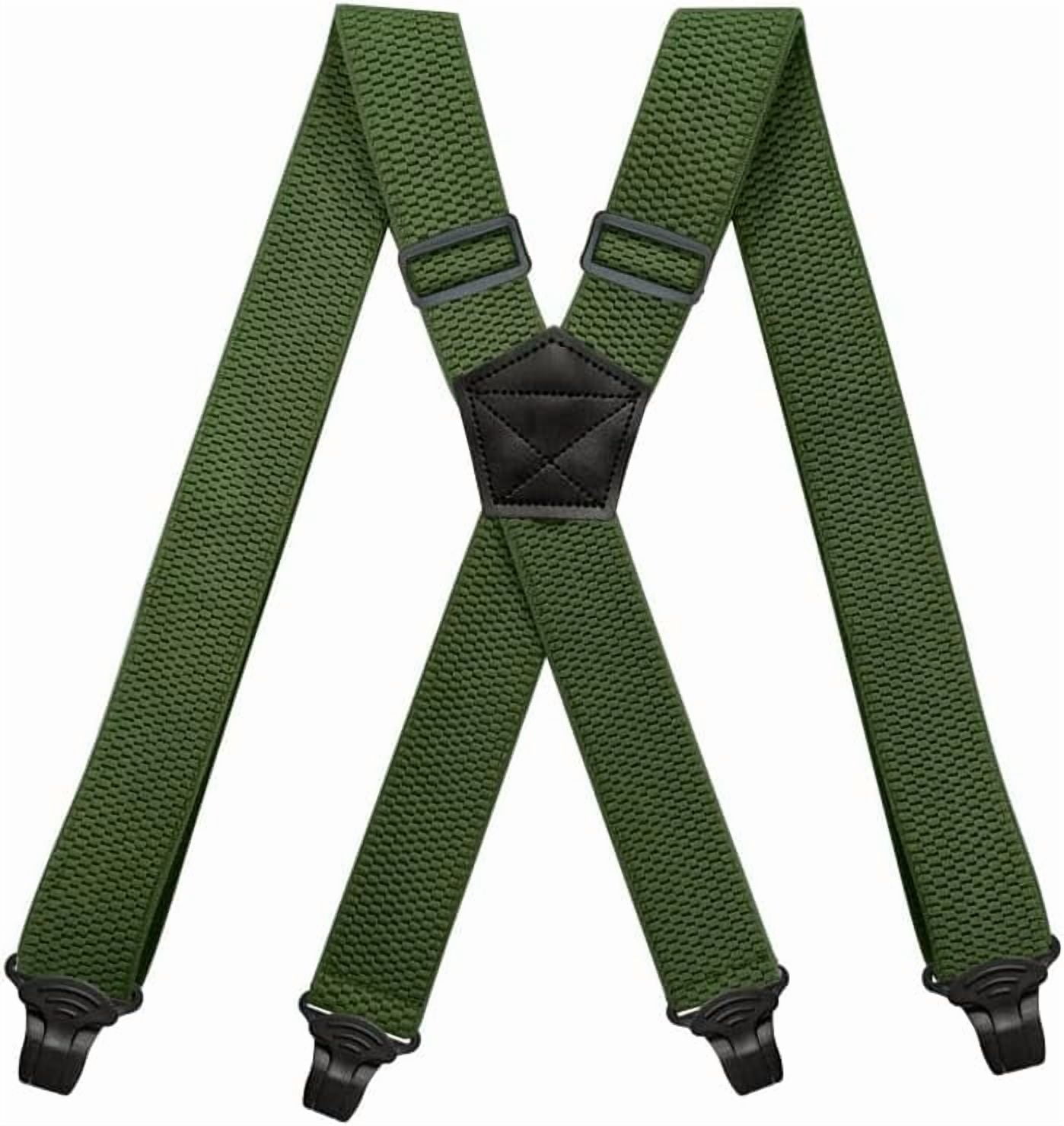 Airport Friendly Suspenders 1.5 in Fully Elastic Braces with 4 Plastic ...