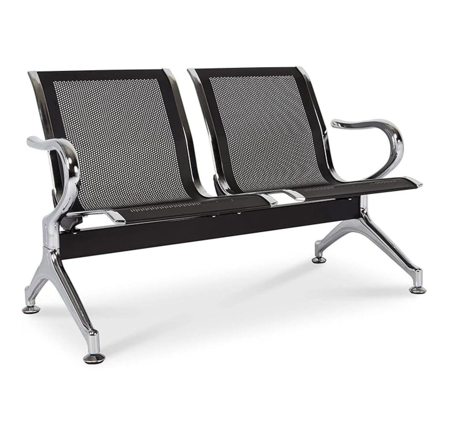Airport Reception Chairs 2 Seat with Arms - Black Guest Waiting Room ...