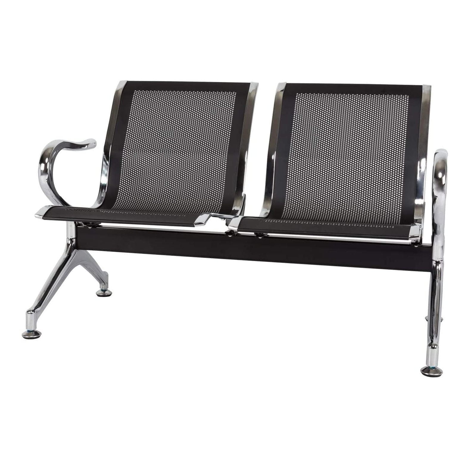 Airport Reception Chairs with Arms (2 Seats, Black) - Waiting Room Seating for Hospital, Barber ...