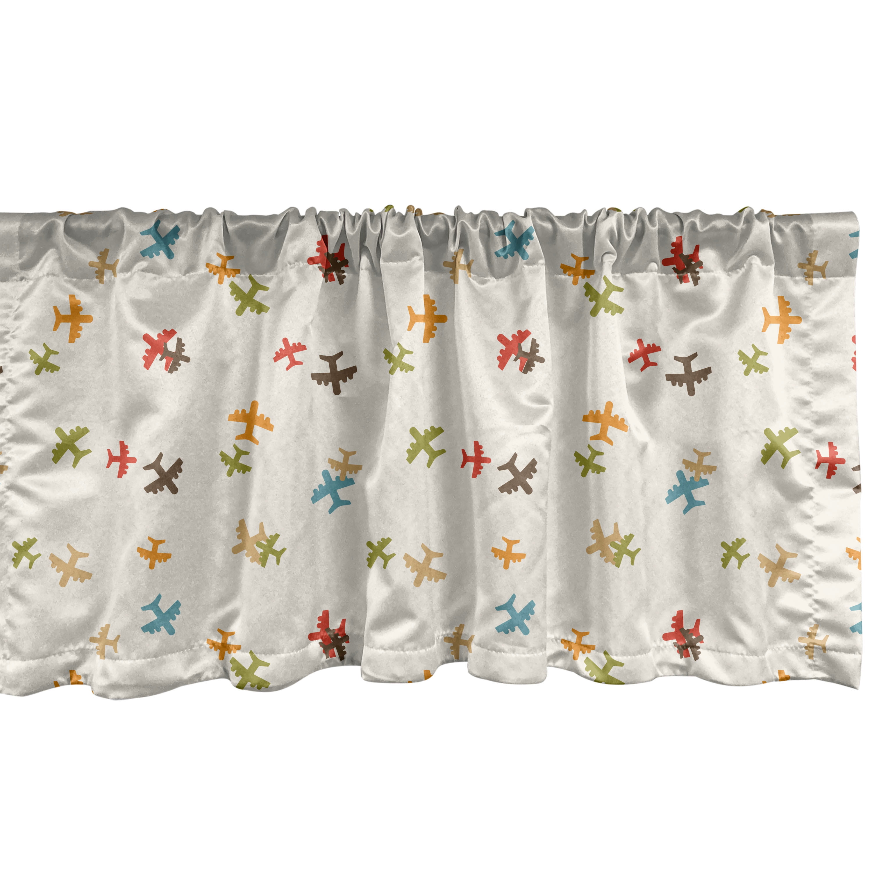 Ambesonne Airport Valance Pack of 2, Minimal Colorful Planes, 54"X18 ...
