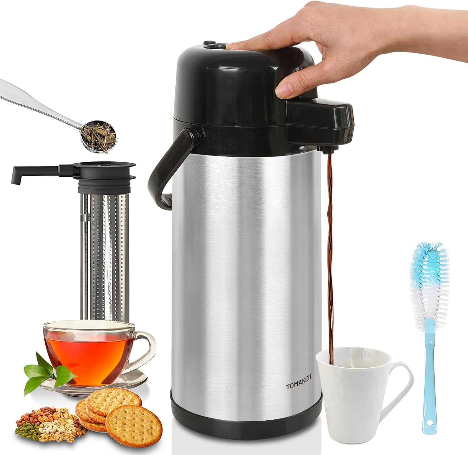 Airpot Coffee Dispenser with Pump,102 OZ/ 3L Large Coffee Dispenser for ...