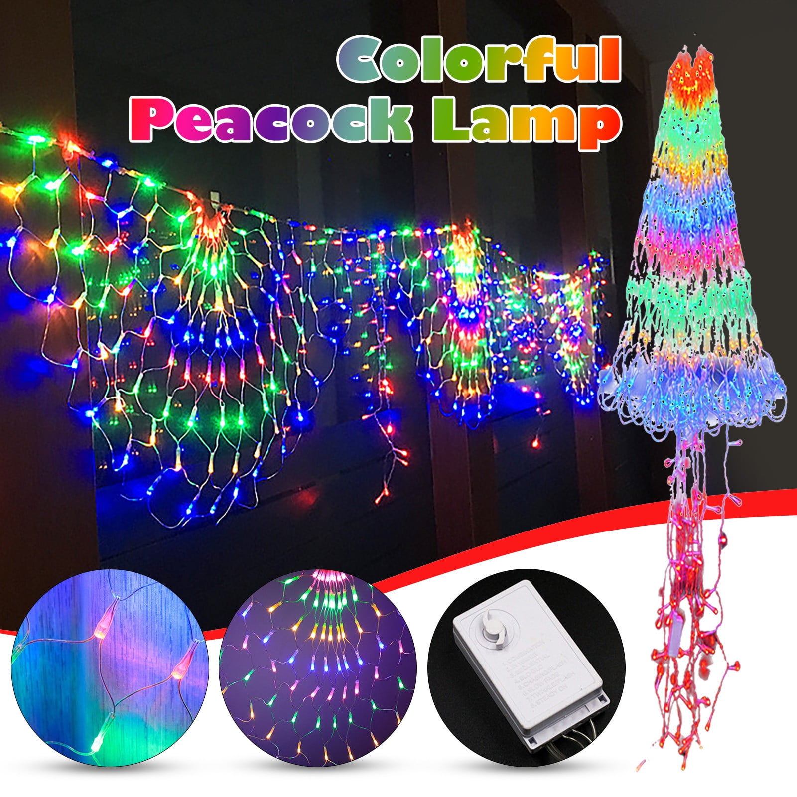 Airpow LED Peacock Net Lights Fishing Net Lights Christmas Decorative ...